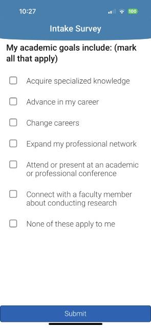 Graduate Student Intake Survey Questions - WCU of PA