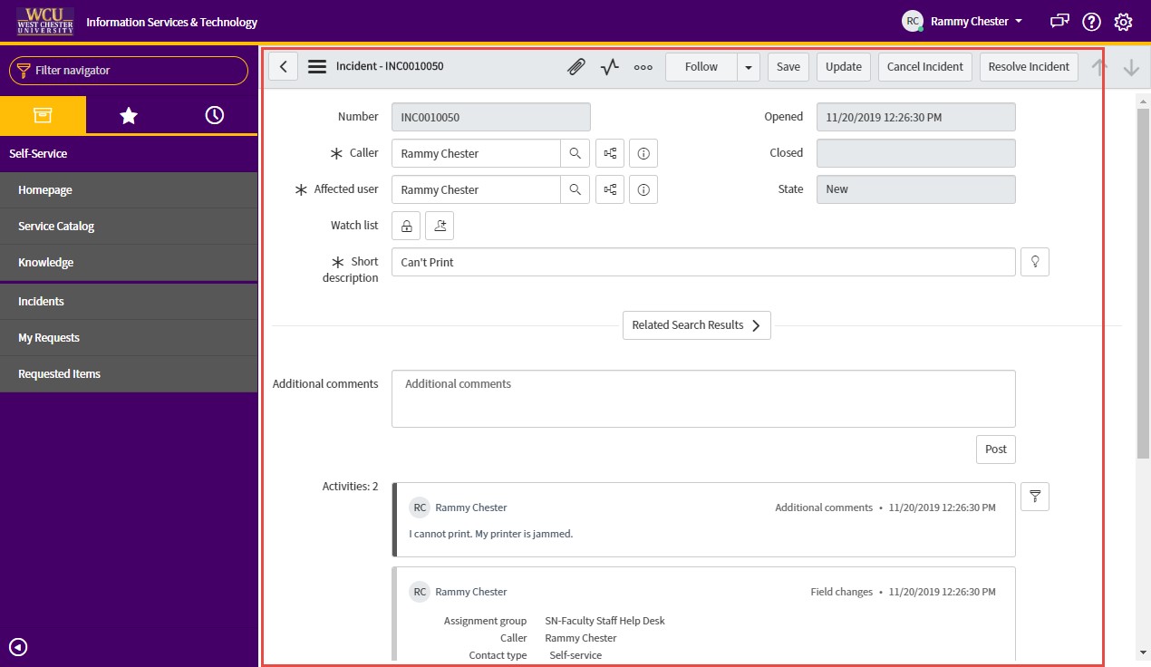 Submitting Tickets - West Chester University